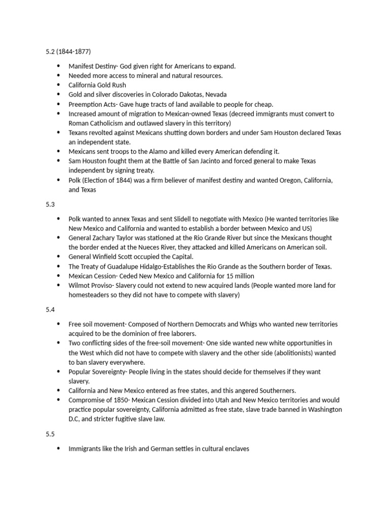 APUSH Unit 5 review | PDF | Reconstruction Era | Slavery In The United ...