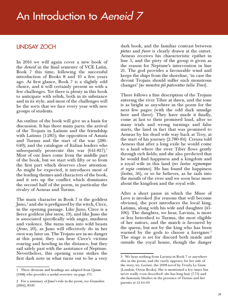 An Introduction To Aeneid 7 | PDF | Aeneid | Virgil