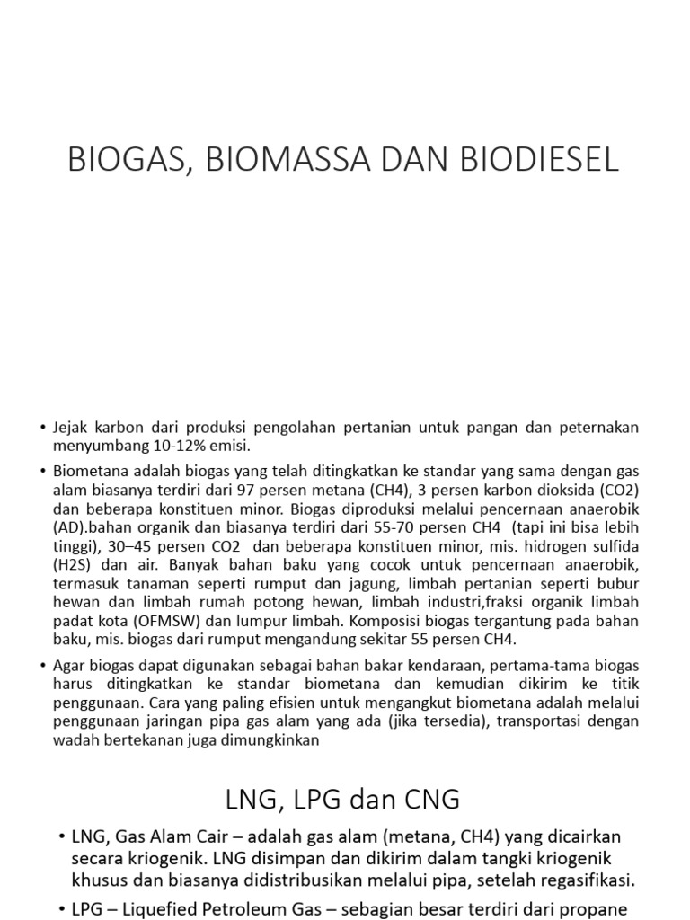 Biogas, Biomassa Dan Biodiesel | PDF