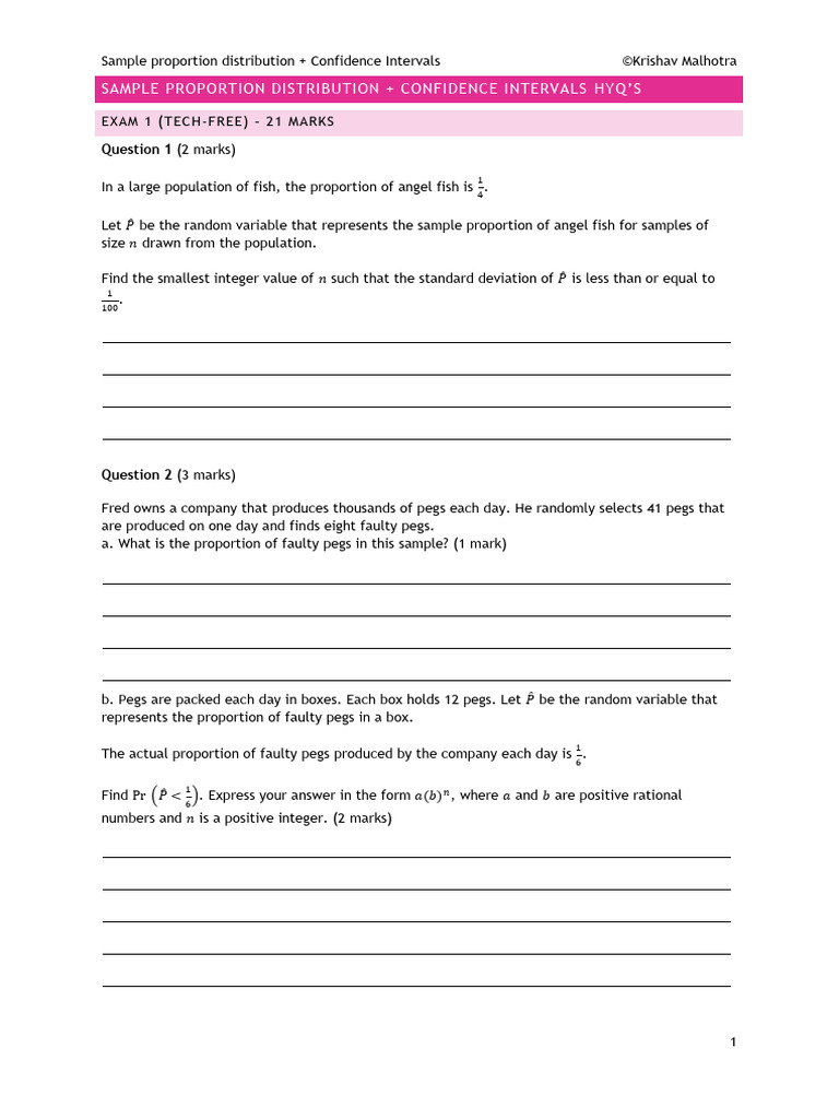 Statistics Exam on Proportions | PDF | Probability Distribution | Standard Deviation