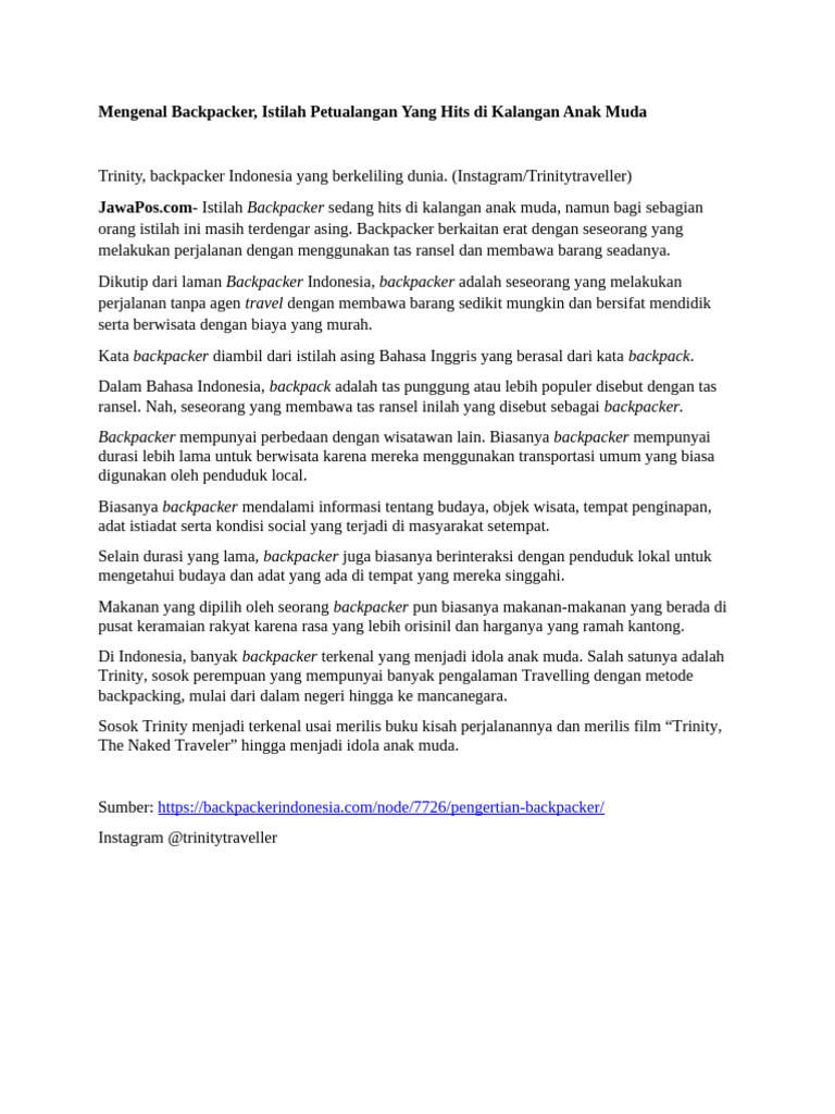 Mengenal Backpacker | PDF