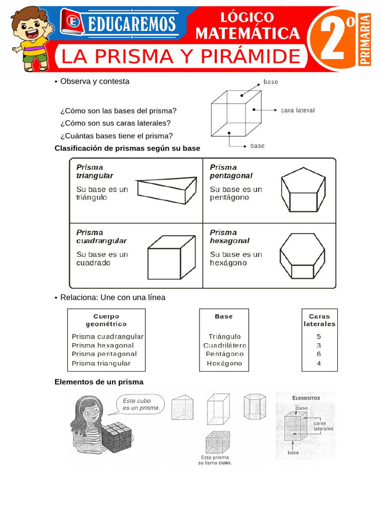 La Prisma y Piramide para Segundo Grado de Primaria | PDF | Rectángulo ...