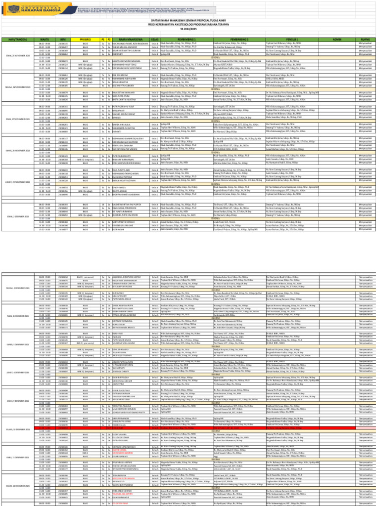 Jadwal Sempro STKA 2024 REG MDF | PDF