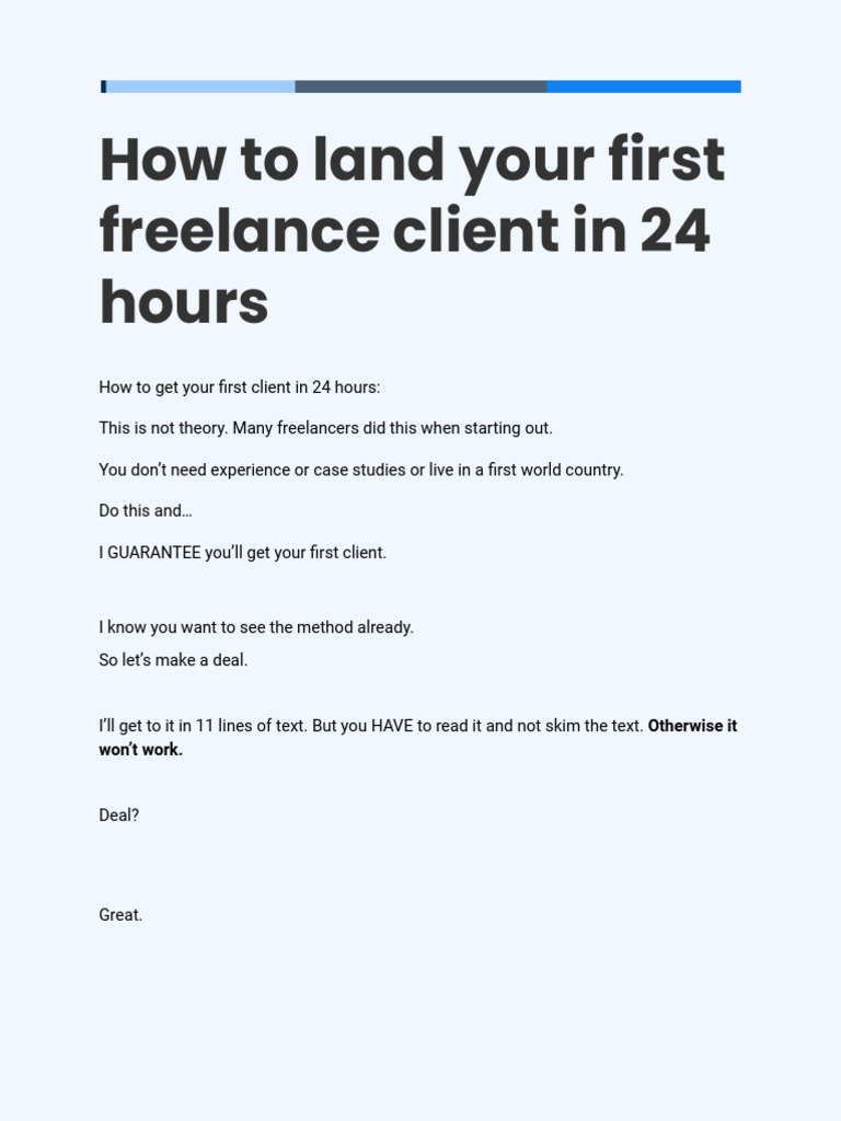 Land Your First Freelance Client Fast | PDF