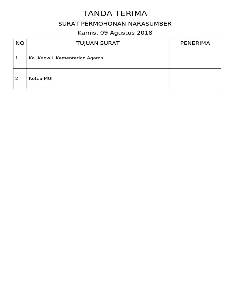 Tanda Terima Surat A | PDF