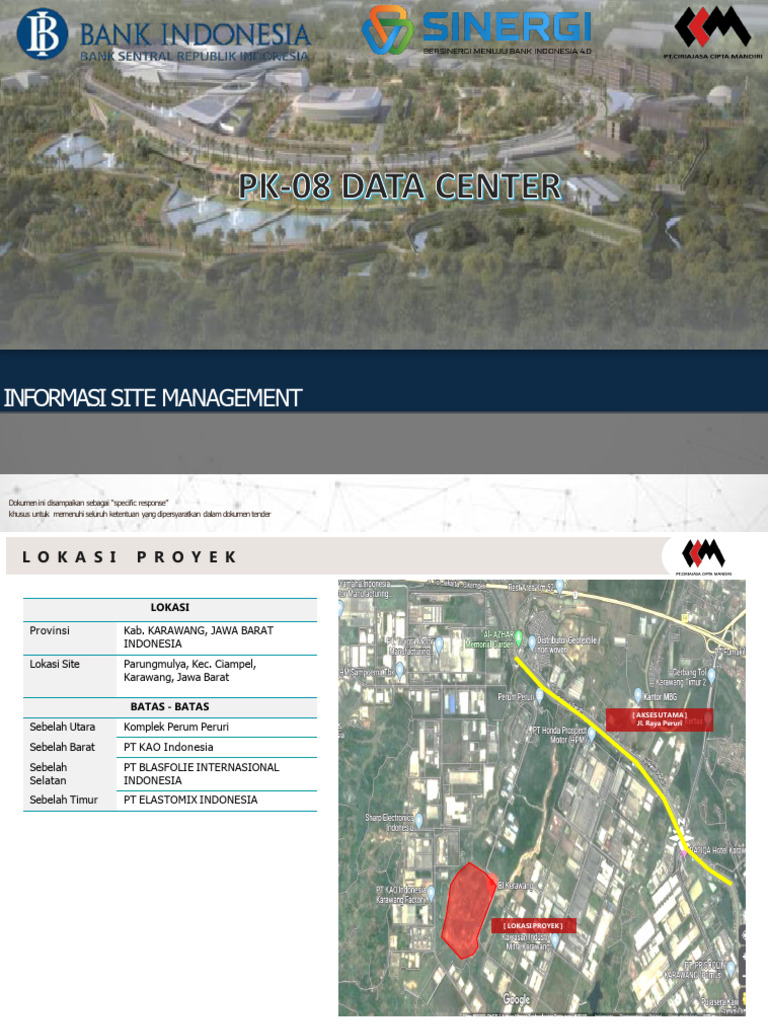DC SITE MANAGEMENT PROYEK SINERGI BI KAWASAN KARAWANG-r1 | PDF