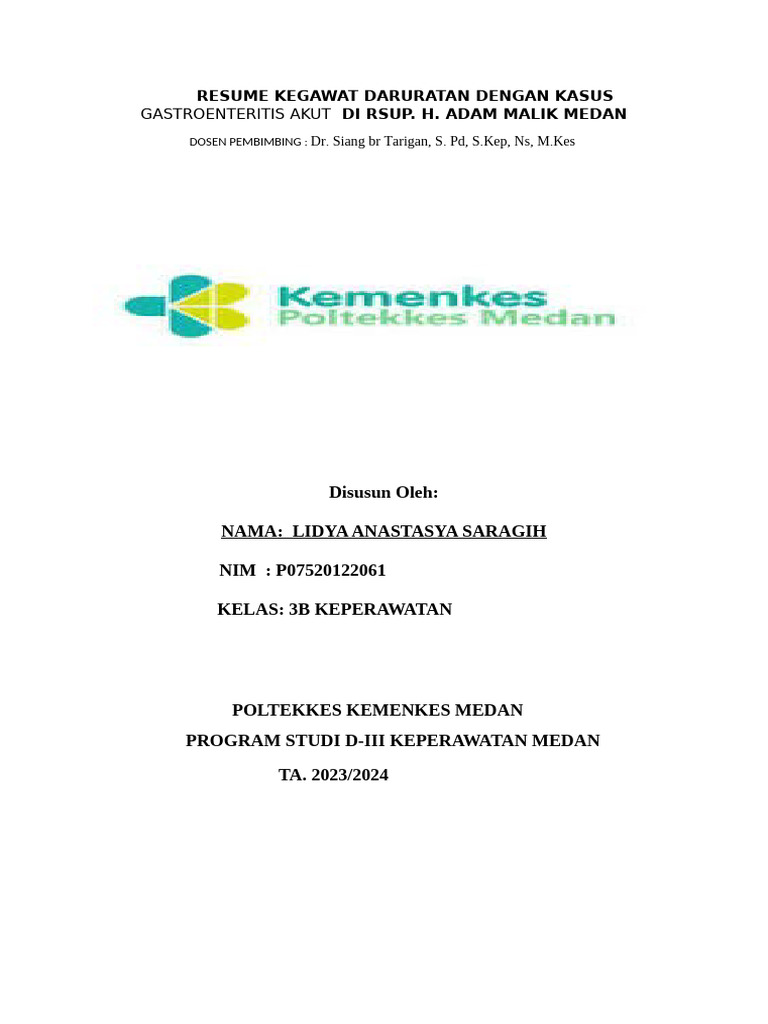 Format Laporan Resume Gea Igd Triase Ham | PDF | Kesehatan Holistik