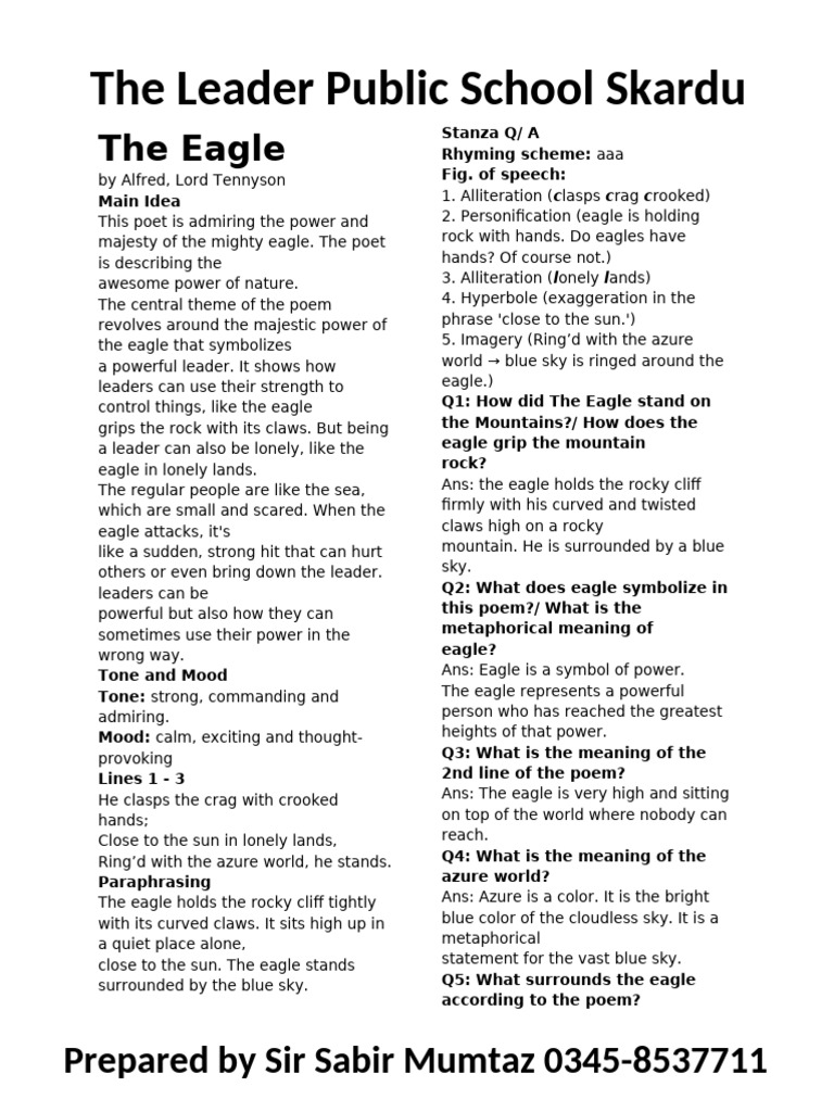 9th Poem Notes | PDF | Poetry