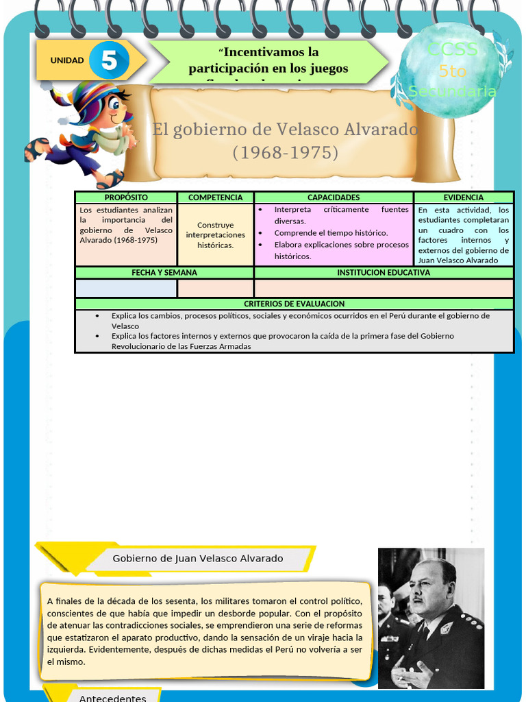 Ficha de Actividad-Uda 5-CCSS 5°-Semana 2 | PDF | Perú | Reforma agraria