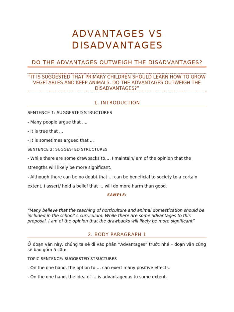 Advantages VS Disadvantages | PDF | Science & Mathematics