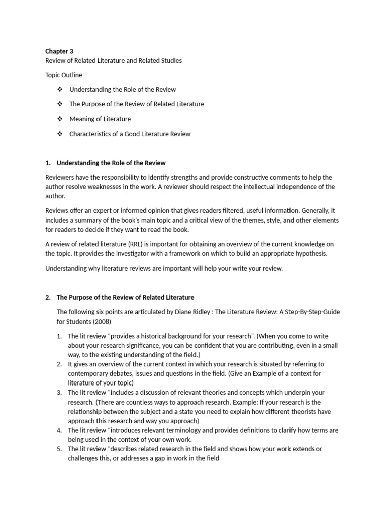 Chapter 3 Outline For Literature Review | PDF | Literature Review | Science