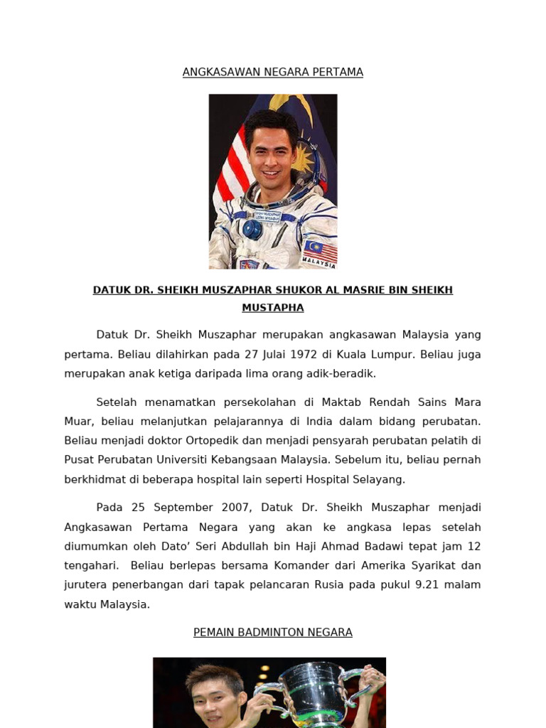 Angkasawan Negara Pertama | PDF