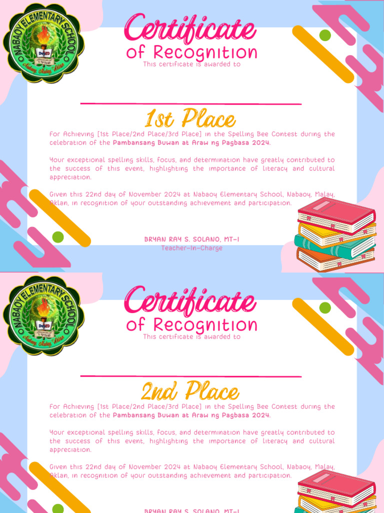 Green and Yellow Bordered Achievement Certificate | PDF