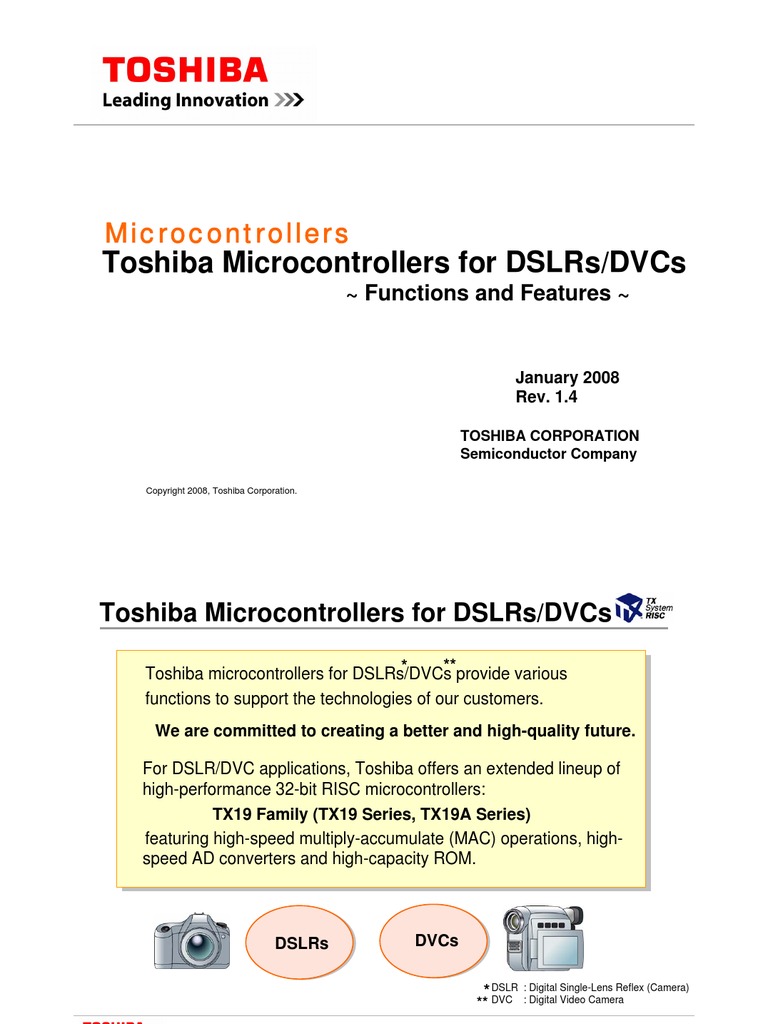 Toshiba Microcontrollers For Dslrs/Dvcs | PDF | Microcontroller | Flash Memory