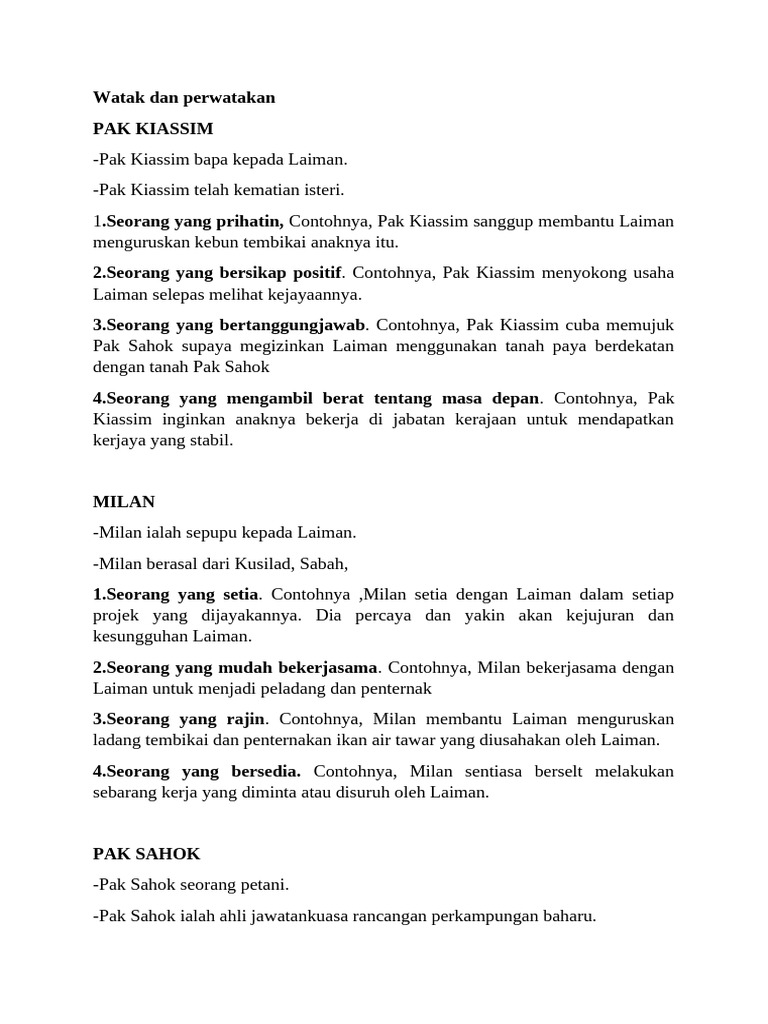 Watak Dan Perwatakan | PDF