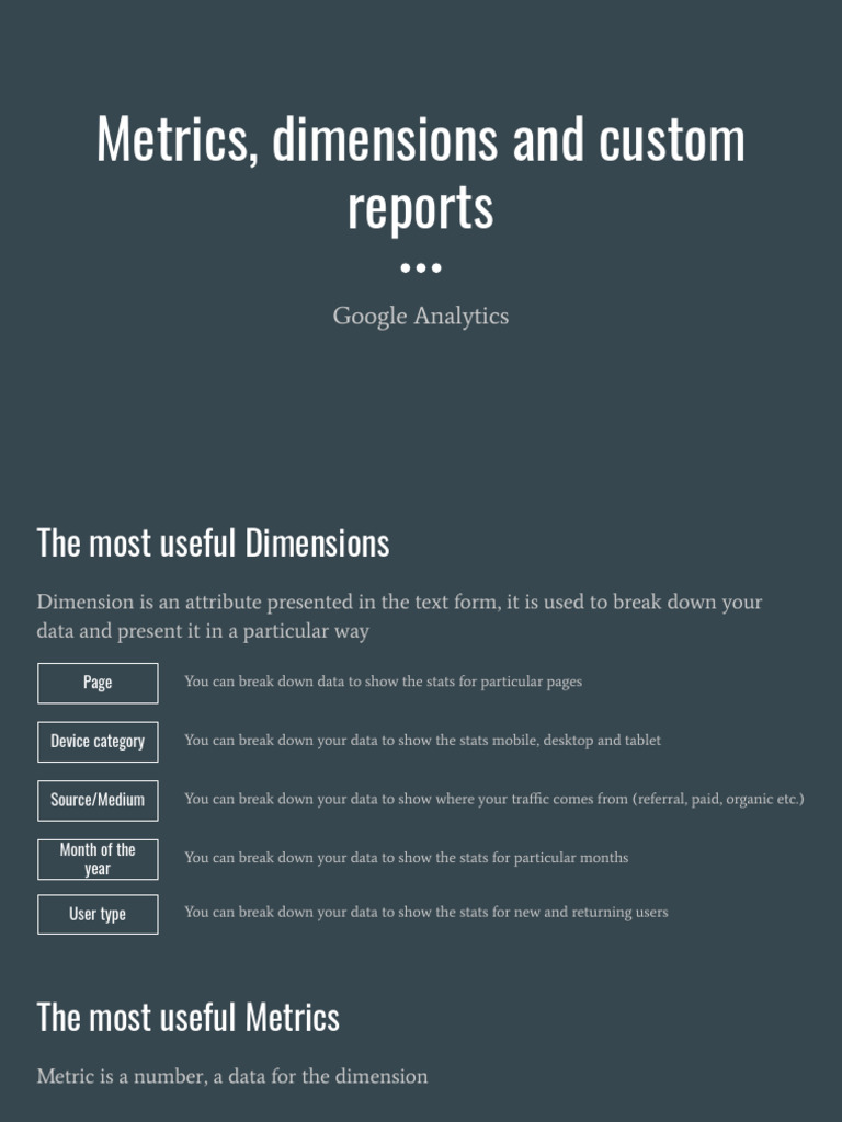 4.1 Metrics, Dimensions & Custom Reports | PDF | Art | Computers
