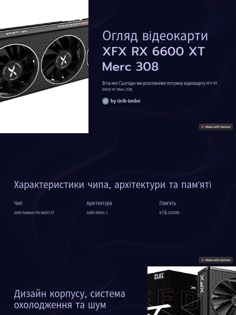 Oglyad Videokarti XFX RX 6600 XT Merc 308 | PDF