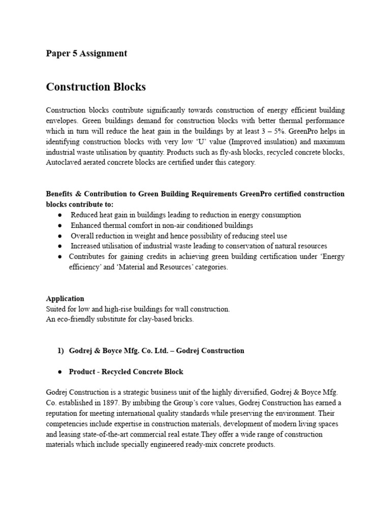 Paper 5 Assignment | PDF | Green Building | Concrete