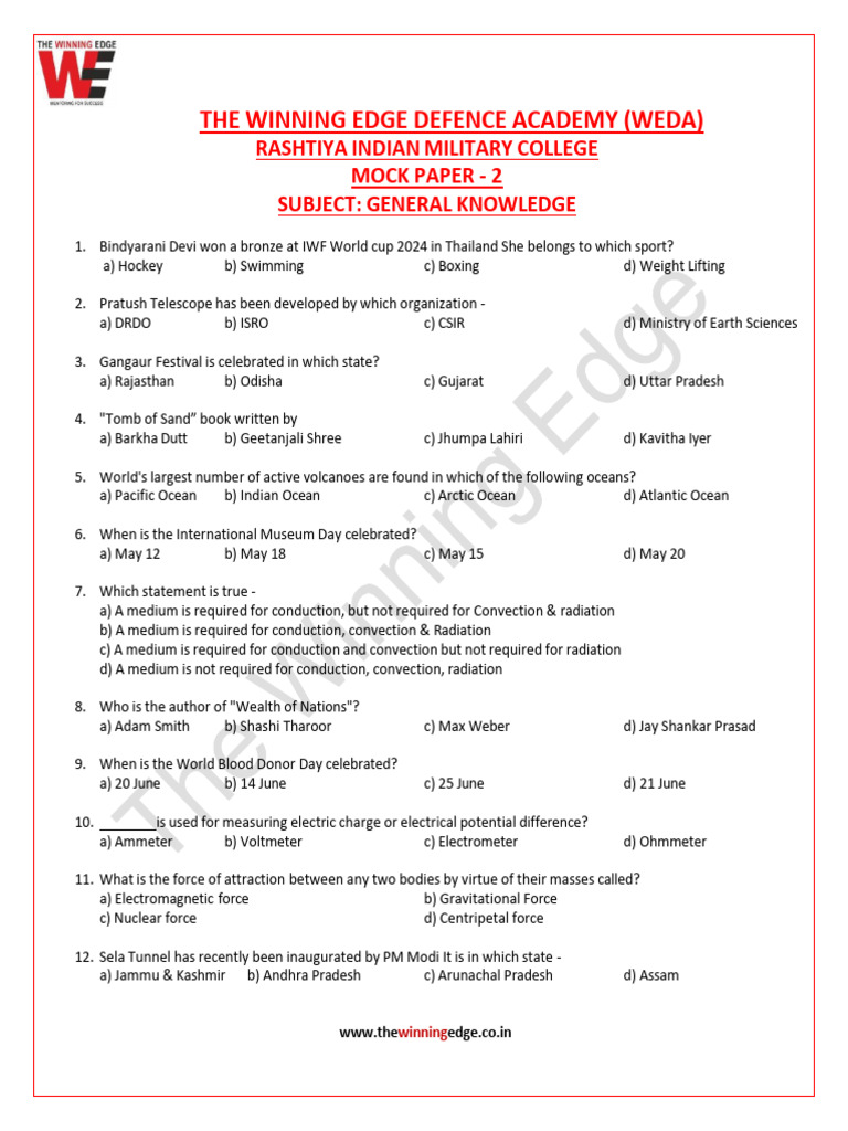 RIMC GK Mock Paper 2 - 35664192 - 2024 - 11 - 15 - 08 - 52 | PDF
