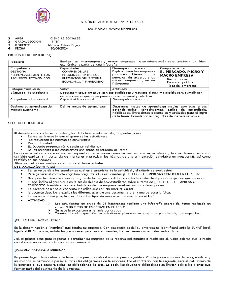 Sesion 2 de III Unidad 4b | PDF | Aprendizaje | Business