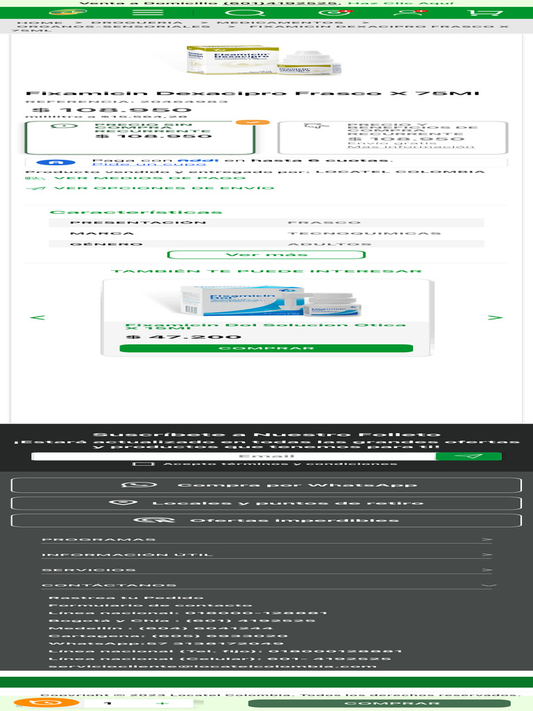 Fixamicin Dexacipro Gotas Oticas Frasco X 7.5Ml-Locatel Colombia ...
