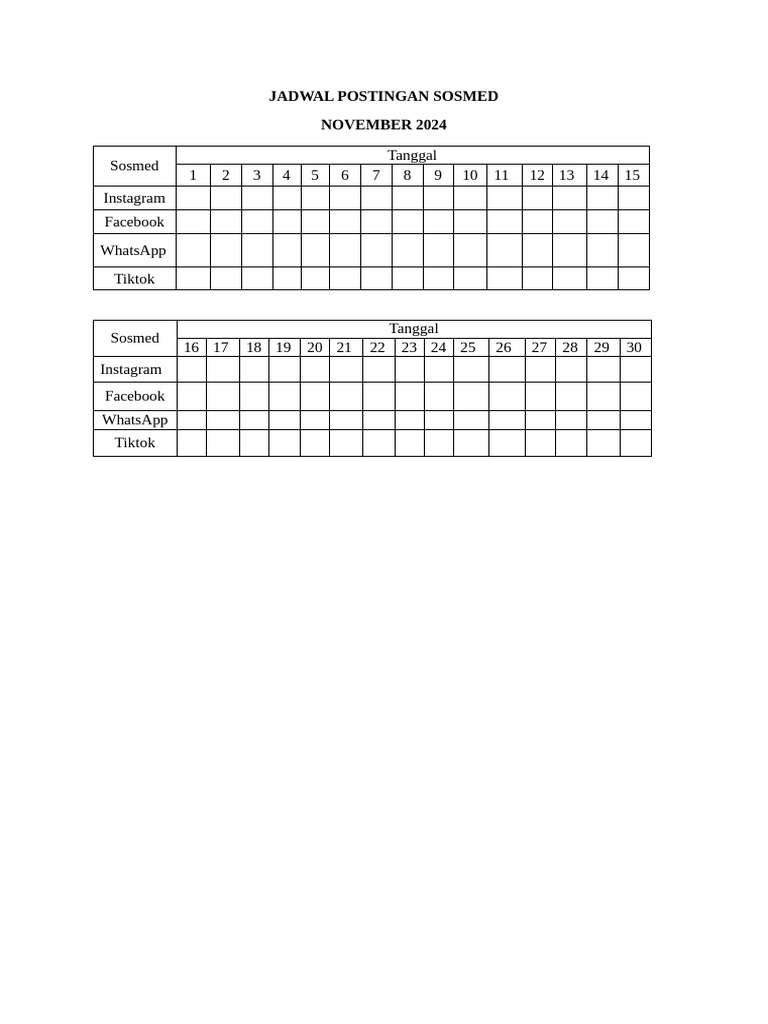 Jadwal Postingan | PDF