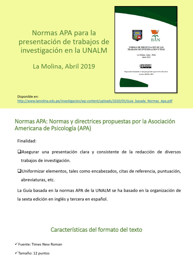 Normas APA para trabajos en UNALM | PDF | Estilo apa
