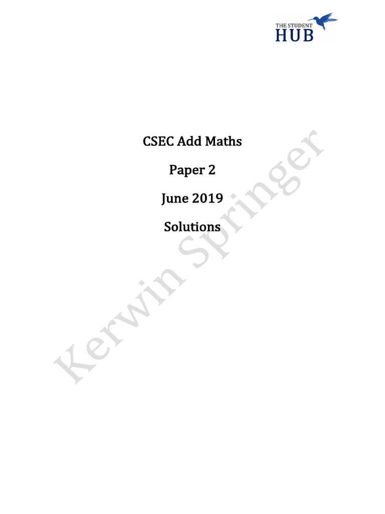 CSEC Add Maths June 2019 Paper 2 Solutions | PDF | Circle | Gradient