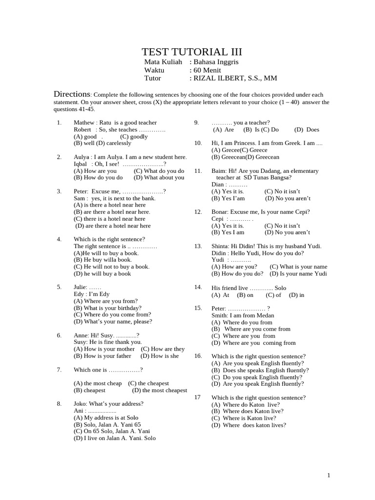 TT3 Nop2024 PDGK4304 | PDF | Syntax | Morphology