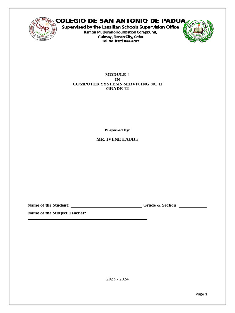 Module 4 in CSS Grade 12 | PDF | Troubleshooting | Hard Disk Drive