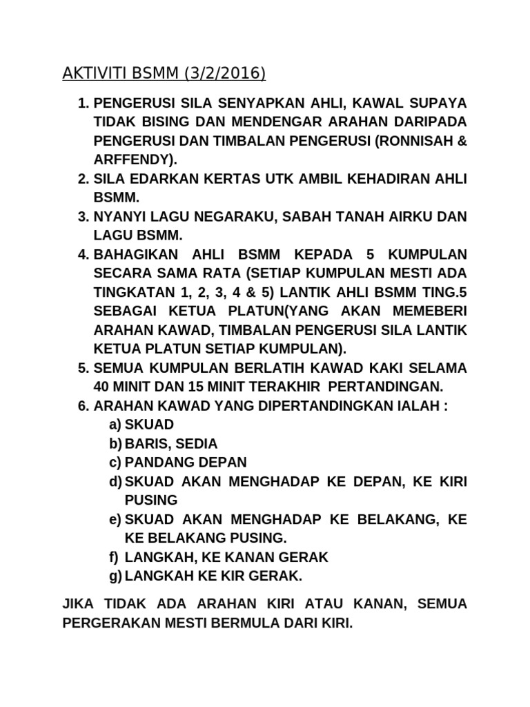 Aktiviti BSMM | PDF