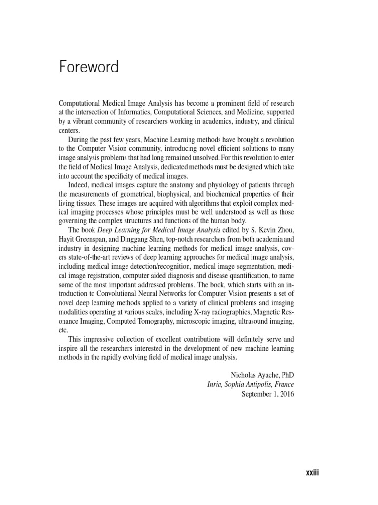 Foreword - 2017 - Deep Learning For Medical Image Analysis | PDF ...