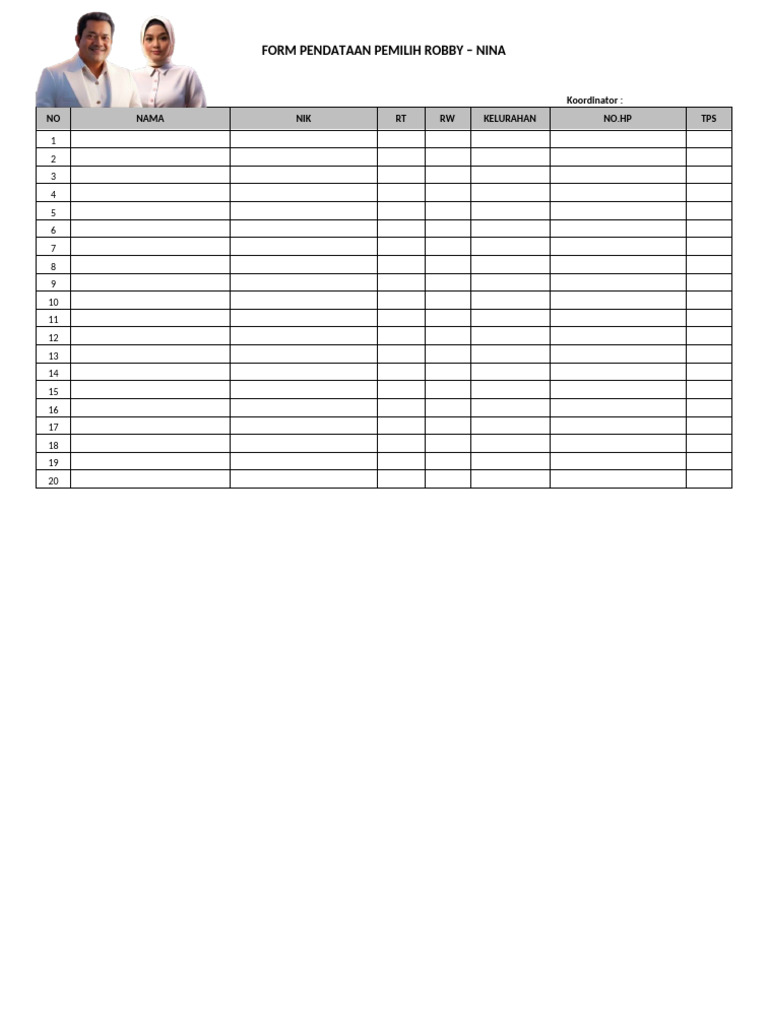 Form Pendataan Pemilih Robby - Nina | PDF
