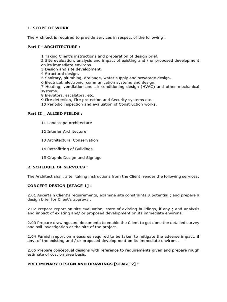 Comprehensive Architectural Services | PDF | Architect | Specification ...