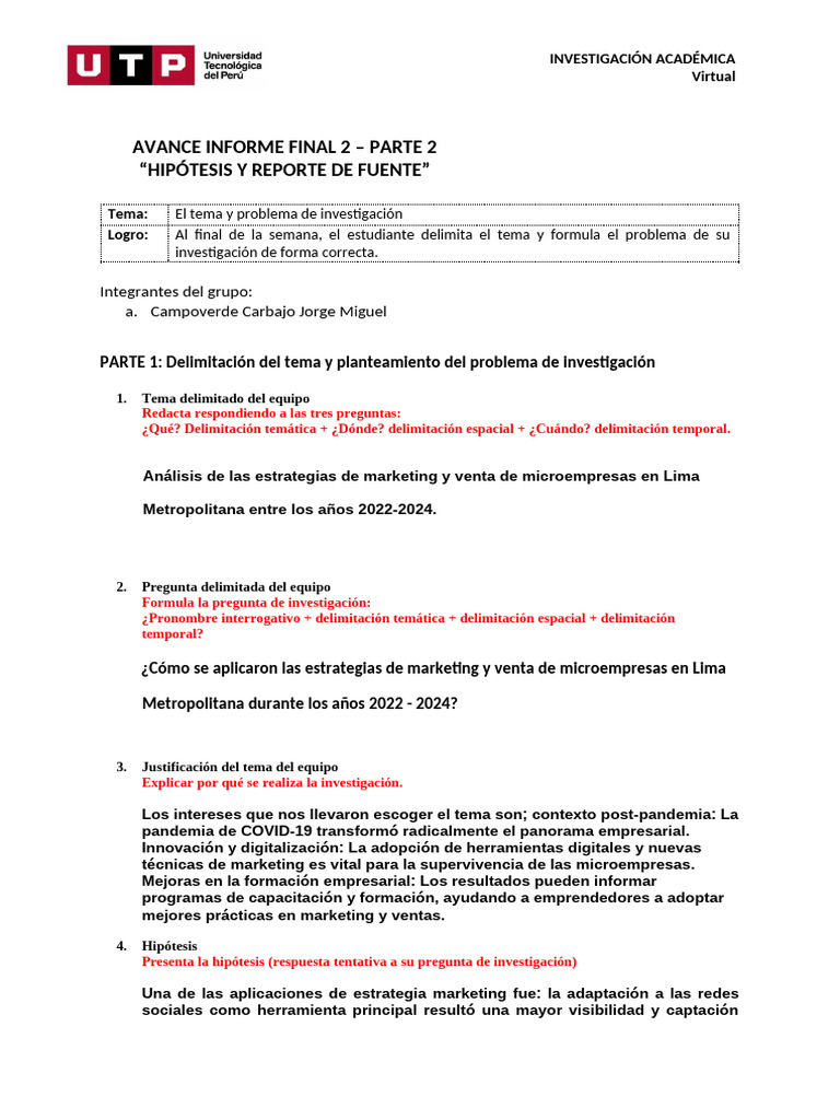 Avance de Informe Final 2 (Parte 1) (AIF2) | PDF | Publicidad digital | Marketing