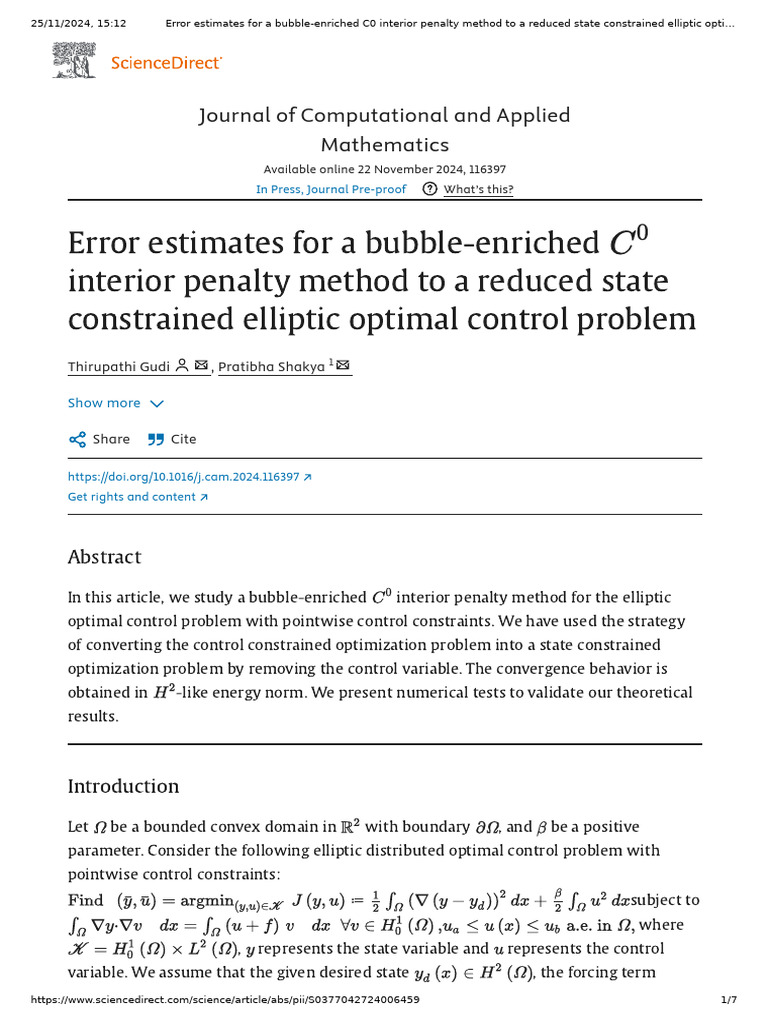 Bubble-Enriched Penalty Method for OCP | PDF | Finite Element Method ...