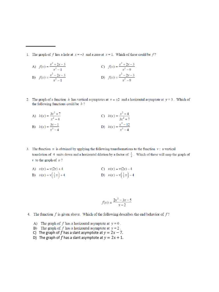 AP Precalculus Unit 1B Study Guide | PDF | Science & Mathematics ...