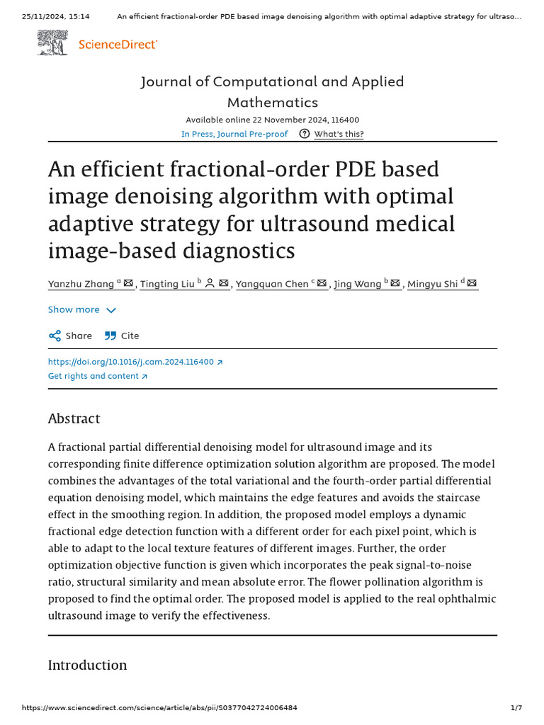 An Efficient Fractional Order Pde Based Image Denoising Algorithm With Optimal Adaptive Strategy 
