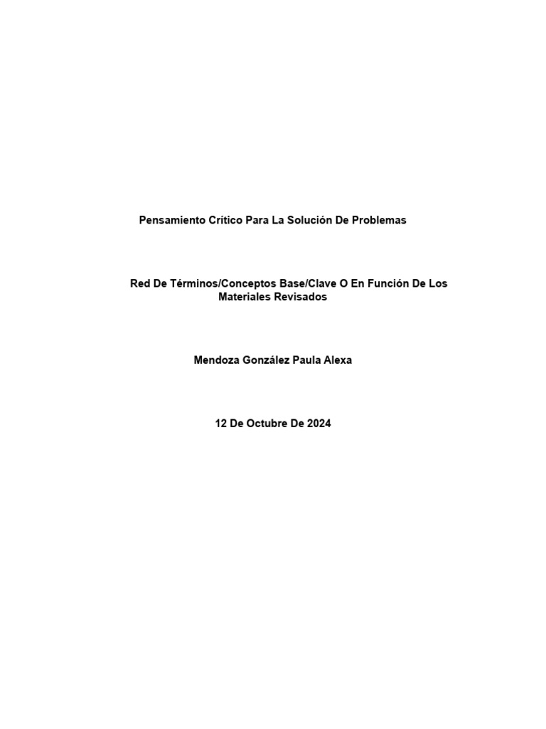 Pensamiento Crítico para La Solución de Problemas RED de Terminos | PDF
