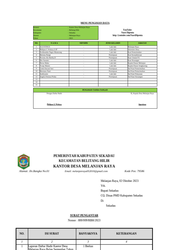 Daftar Hadir Perangkat Desa Tahun 2024 | PDF