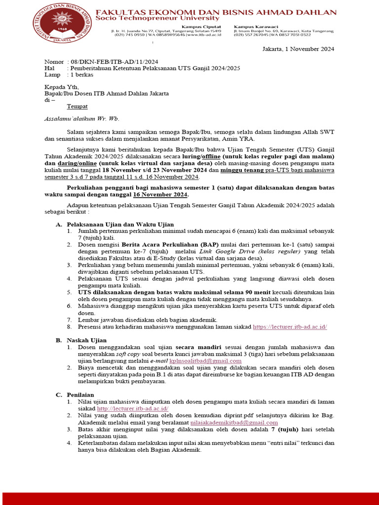 Ketentuan UTS Ganjil 2024/2025 ITB | PDF | Karier & Perkembangan