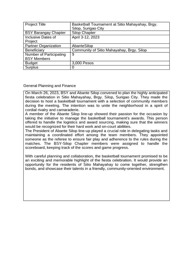 Best Sports-Focused Project Basketball Tournament | PDF | Community ...