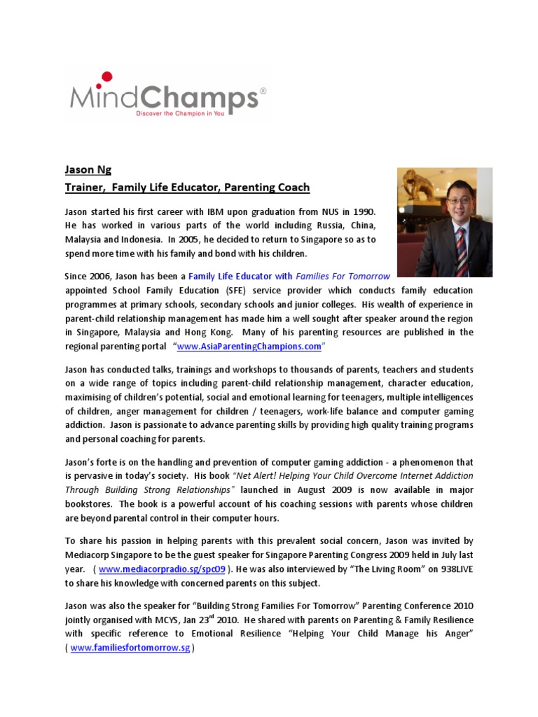 Profile of Speaker - Jason NG | PDF | Parenting | Relationships