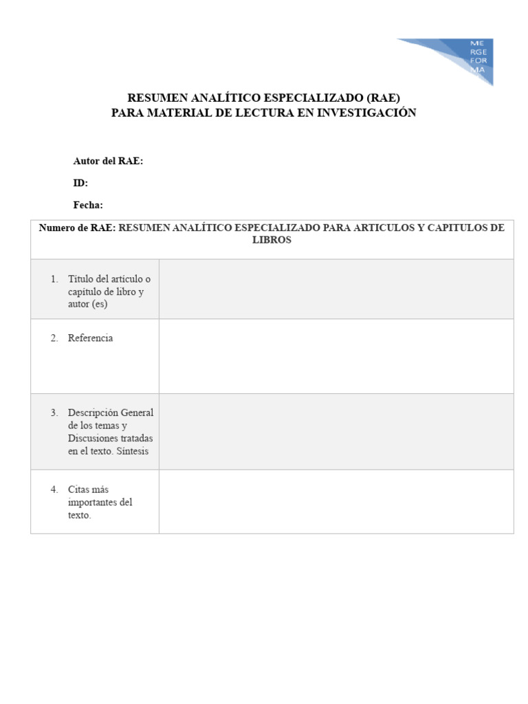 Formato de RAE | PDF