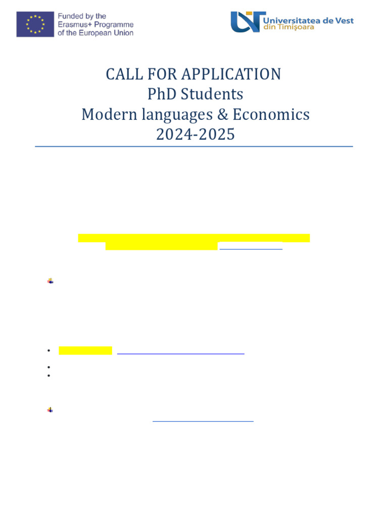 Call For Application PHD | PDF