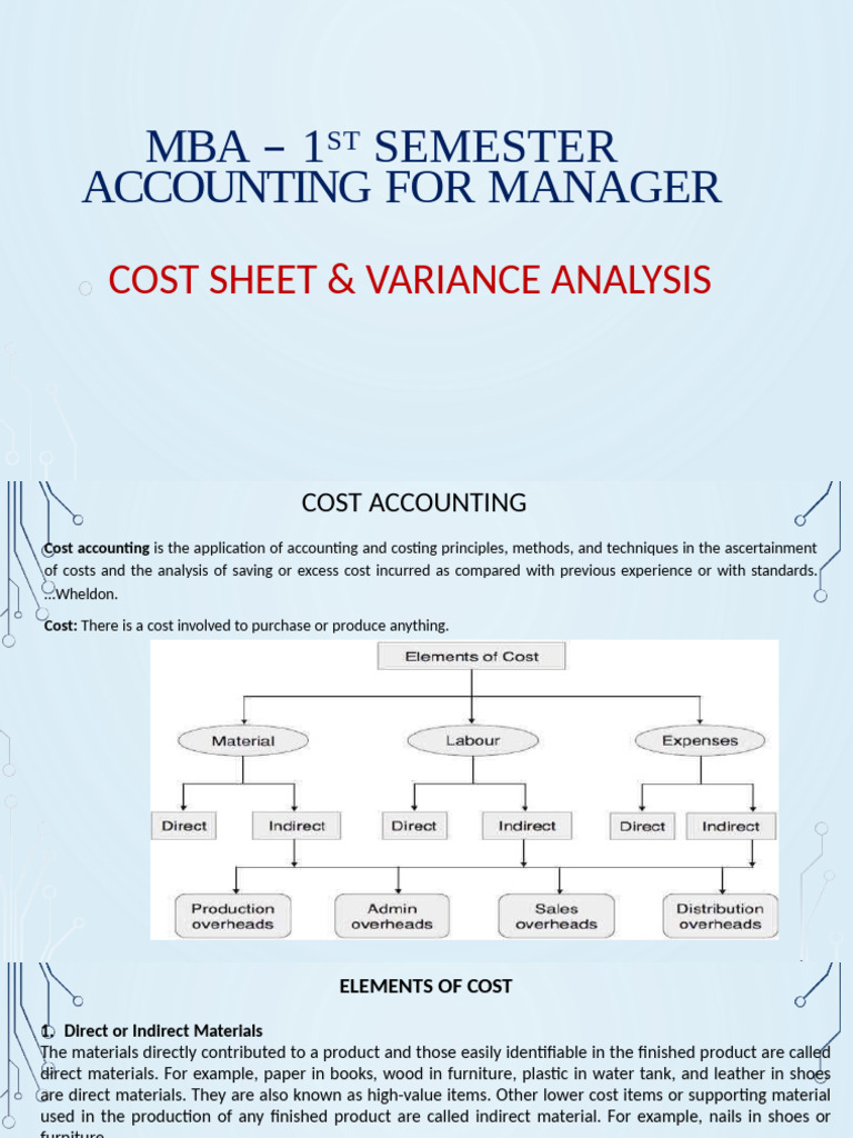 cost and variance | PDF | Cost Accounting | Cost Of Goods Sold