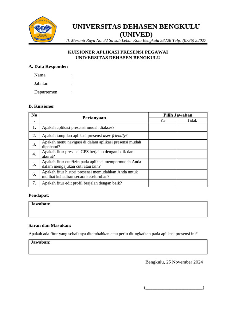 Contoh Kuisioner | PDF | Komputer