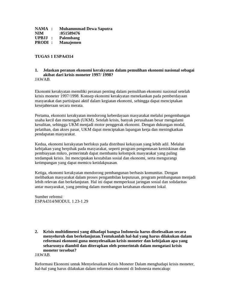 Tugas 1 Ekma 4159 | PDF