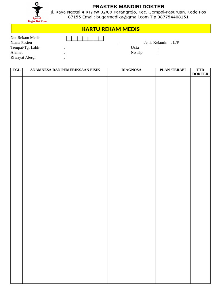 Rekam Medis Pasien | PDF | Pengembangan Diri