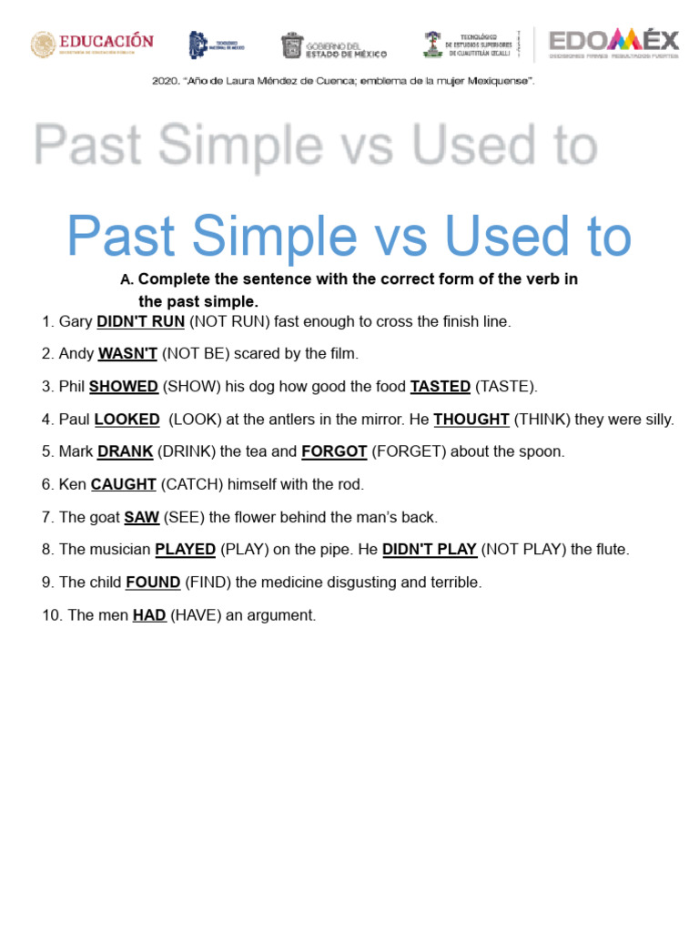 Past Simple and "Used To" Grammar Guide | PDF | Language Arts & Discipline